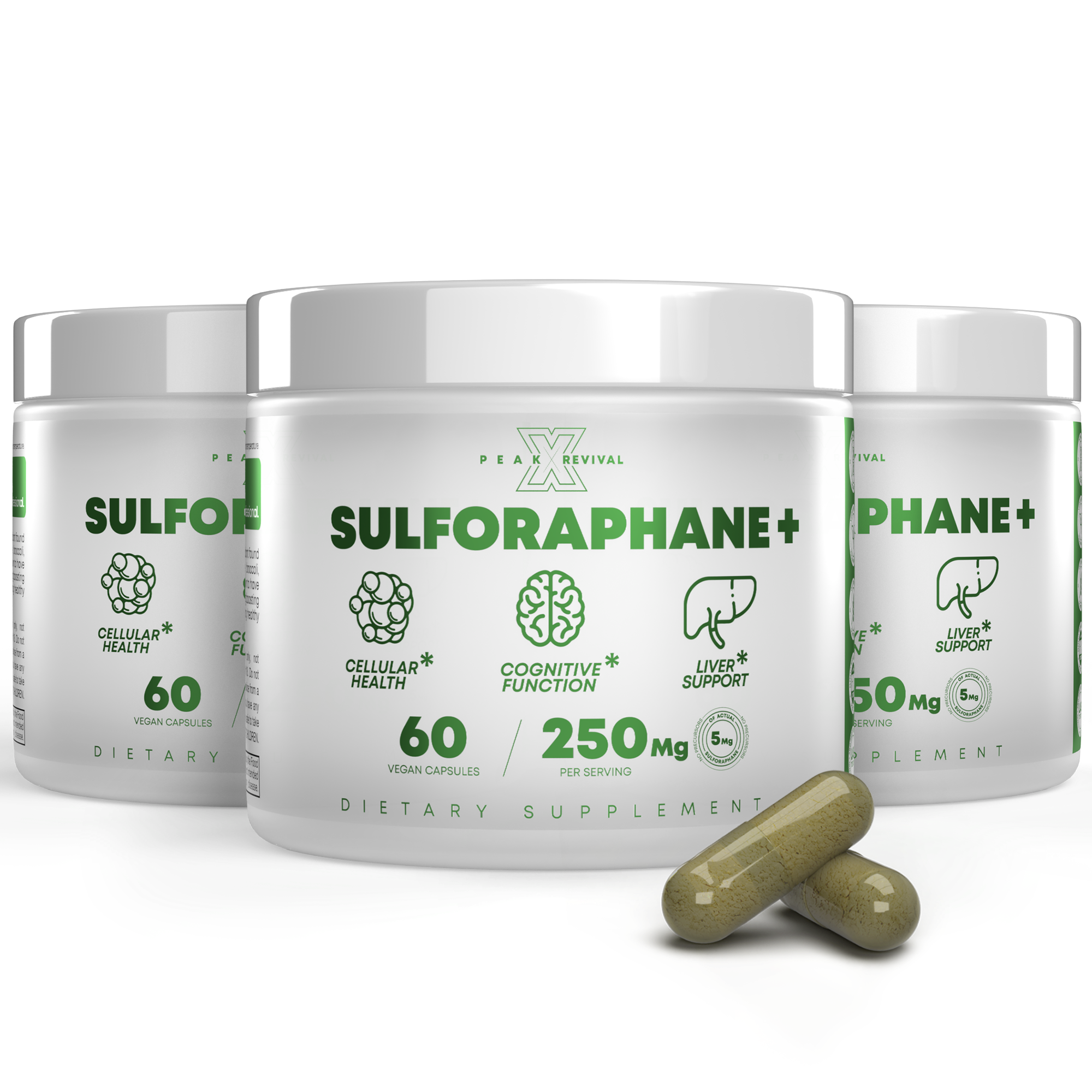 Sulforaphane+ Supplement 250mg w/ 5000mcg of Pure Sulforaphane Per Ser – Peak Revival-X